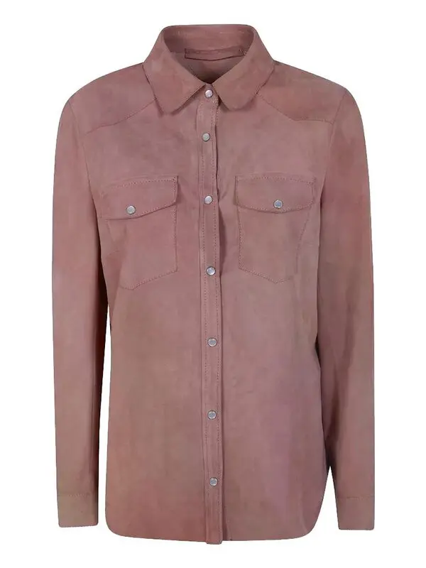 SALVATORE SANTORO Buttoned Suede Shirt - Pink