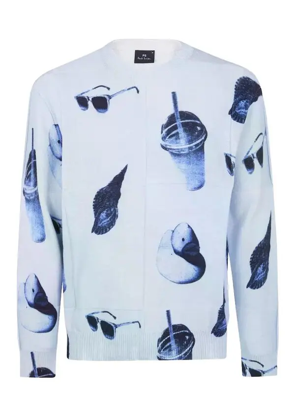 Paul Smith Printed Cotton Sweater - Blue