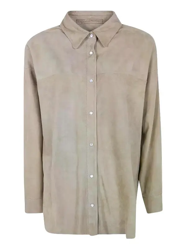 SALVATORE SANTORO Fringed Leather Shirt - Neutrals