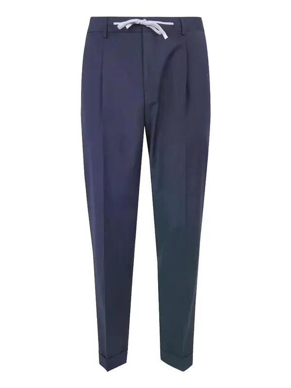 BARBA NAPOLI Drawstring Pleated Trousers - Blue