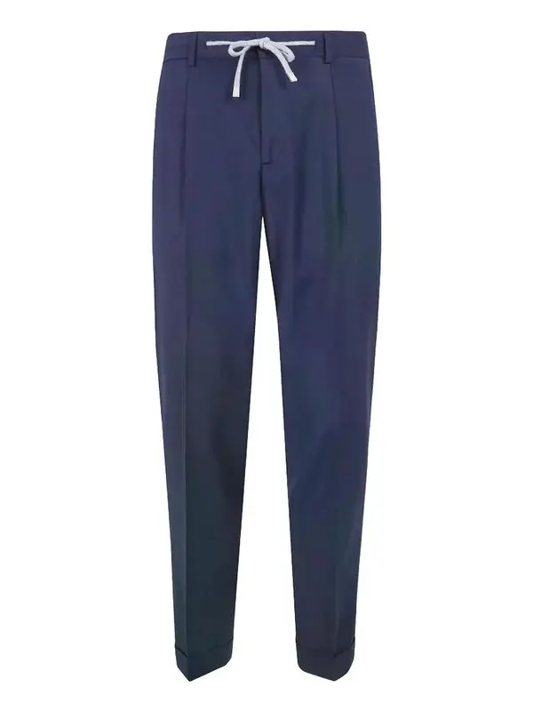 BARBA NAPOLI Pleated Drawstring Trousers - Blue