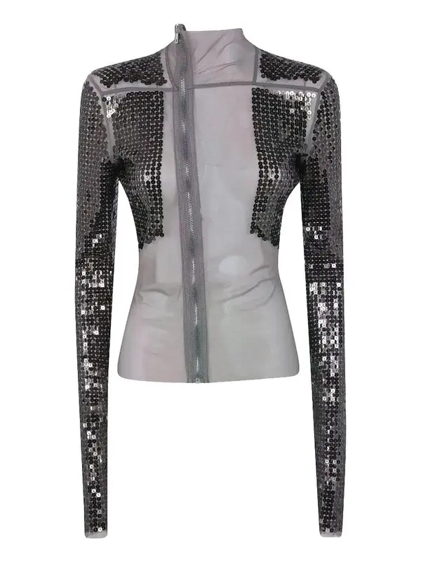 Rick Owens Sequin-embellished Zip-up Jacket - Grey