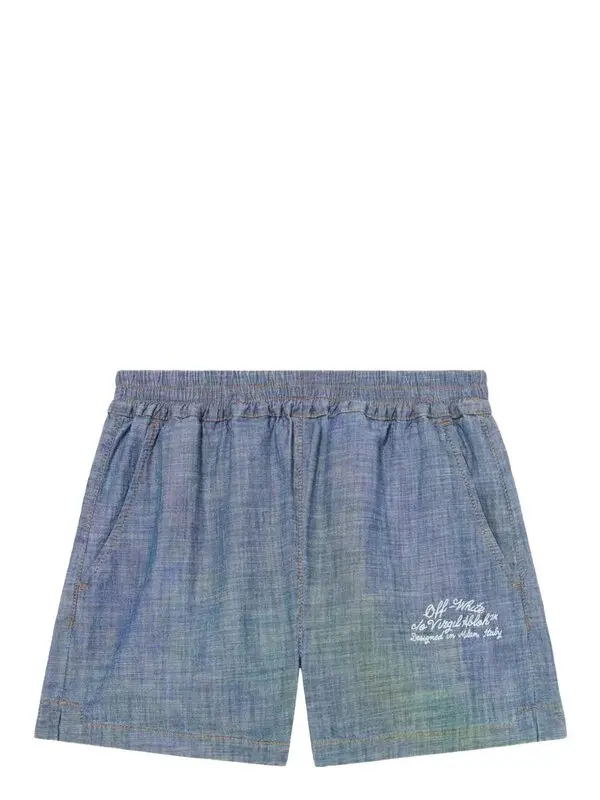 Off-White Chambray Denim Shorts - Blue