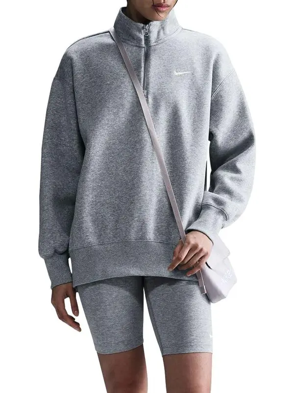 Nike Sportswear Phoenix Oversize Fleece Quarter Zip Top - 063 063 Dk Grey Heather/sail