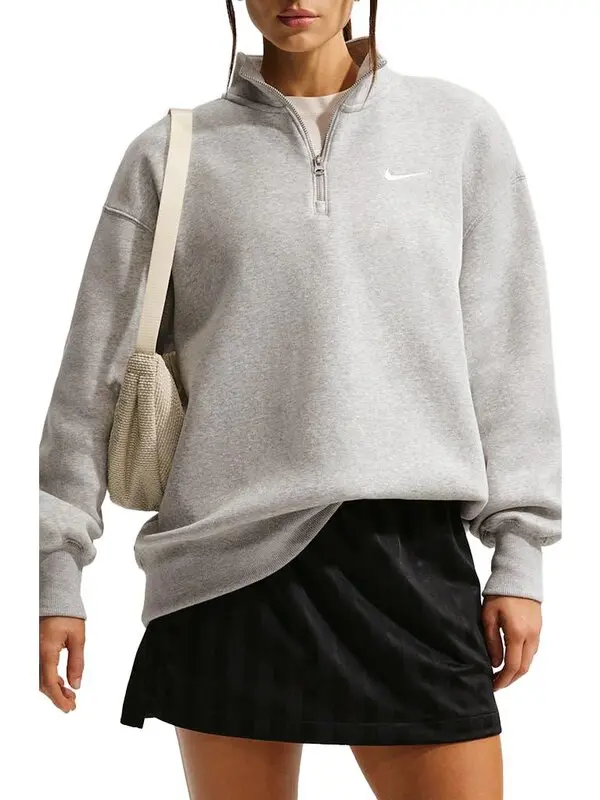 Nike Sportswear Phoenix Oversize Fleece Quarter Zip Top - Pure Platinum/heather/sail
