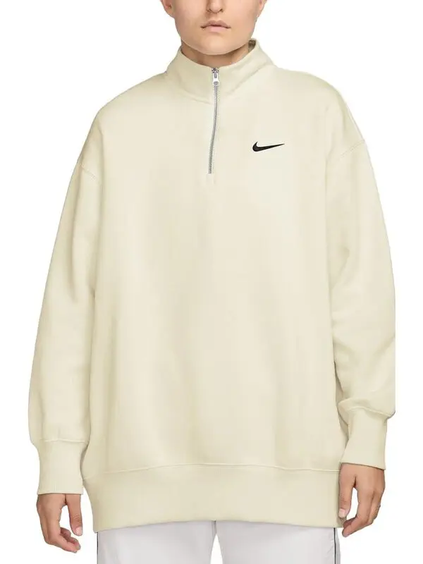 Nike Sportswear Phoenix Oversize Fleece Quarter Zip Top - Sail/black