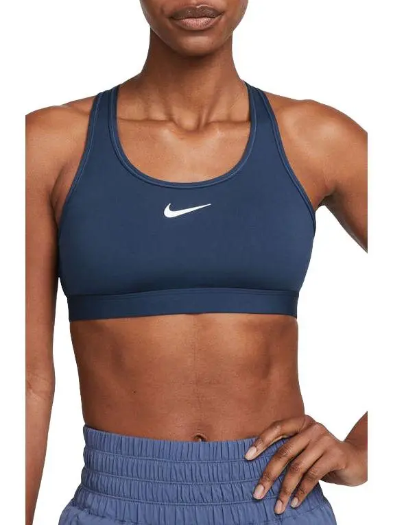 Nike Dri-fit Swoosh Support Padded Sports Bra - 410 Mnnavy/white