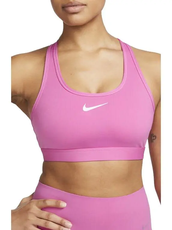 Nike Dri-fit Swoosh Support Padded Sports Bra - 675 Playful Pink/white