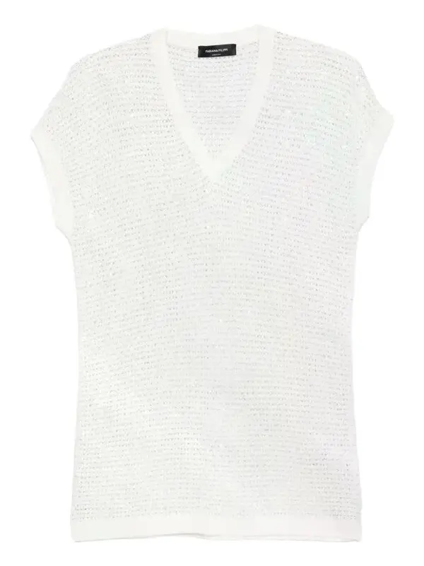 Fabiana Filippi Open-knit Sparkle T-shirt - White