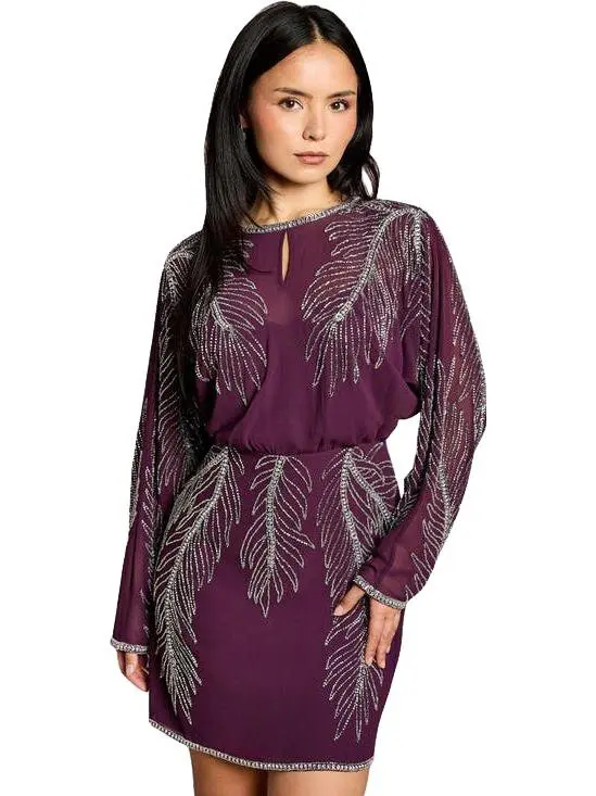 Coast Petite Feather Embellished Mini Dress - Red