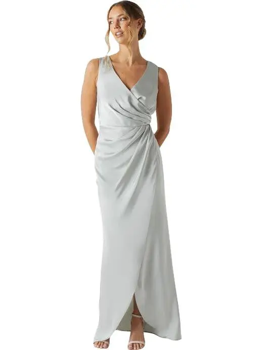 Coast Satin Bridesmaid Dress - Sage