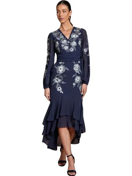 Coast Embellished High-low Maxi Dress - Navy