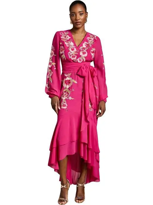 Coast Embellished High-low Maxi Dress - Raspberry