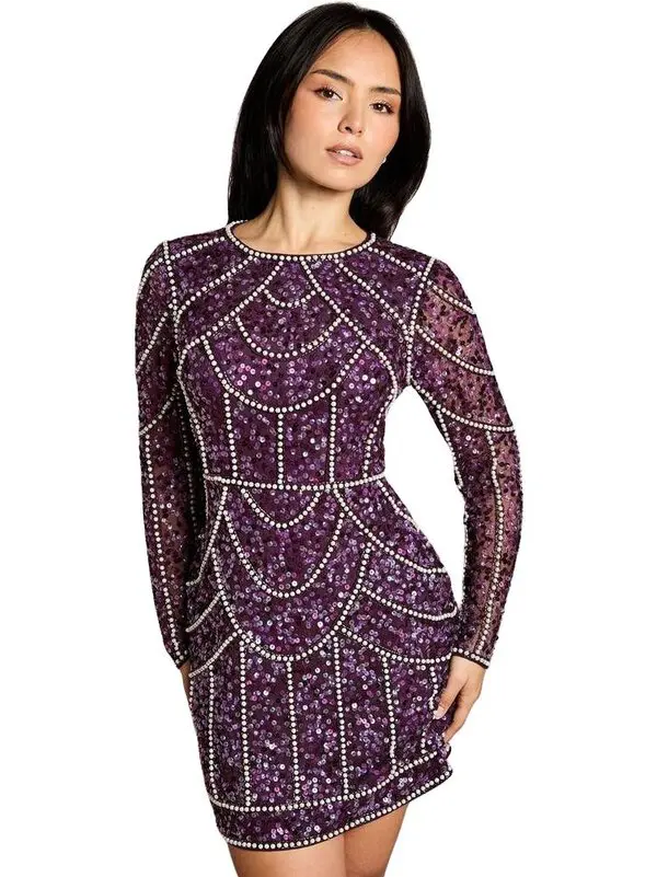 Coast Petite Embellished Mini Dress - Fig