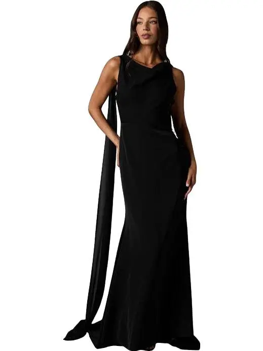 Coast Cowl Back Crepe Maxi Dress - Black