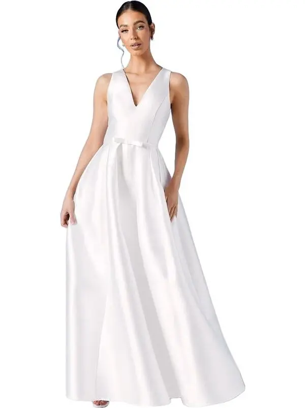 Coast Bow Waist Twill Maxi Dress - Ivory
