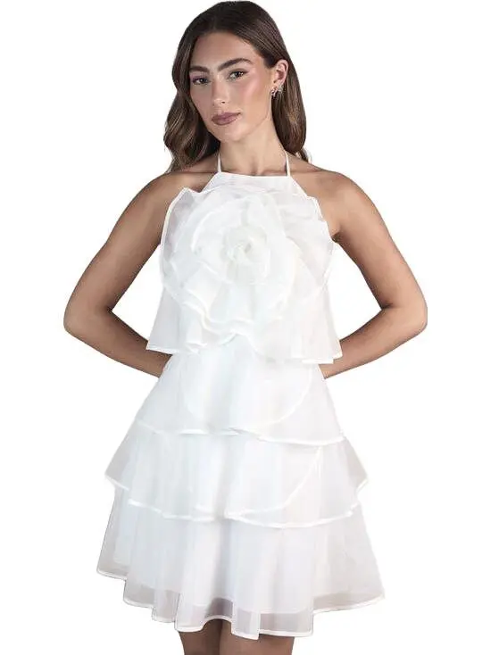 Coast Corsage Halter Bridal Mini Dress - Ivory