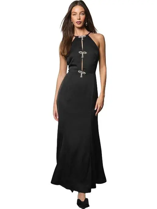 Coast Diamante Bow Halter Maxi Dress - Black
