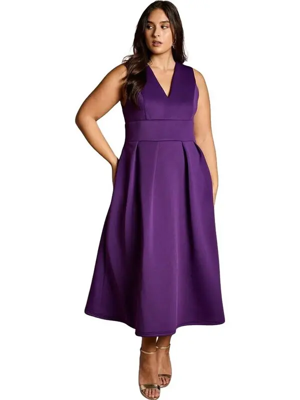 Coast V-neck Plunge Midi Dress - Purple