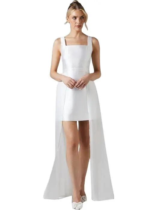 Coast Twill Mini Wedding Dress With Organza Overlay - Ivory