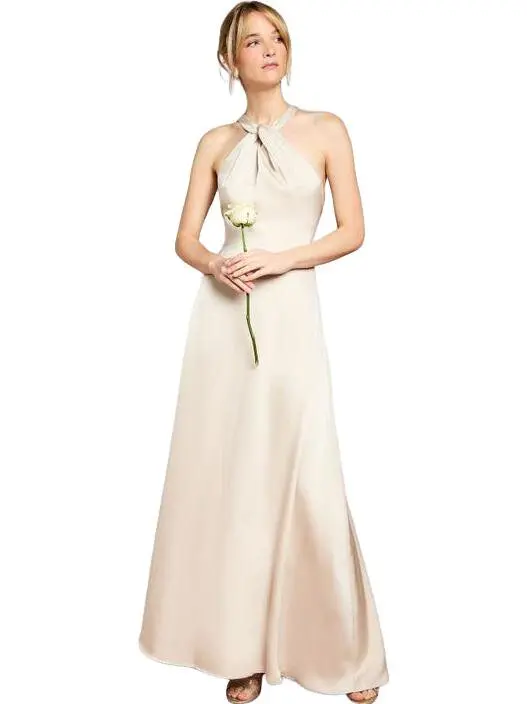Coast Honoured Twist Halterneck Maxi Dress - Champagne