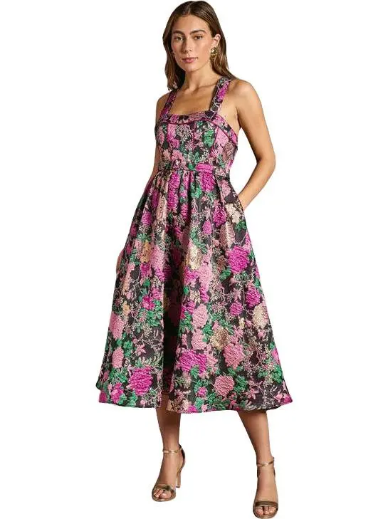 Coast Jacquard Corset Midi Dress - Pink
