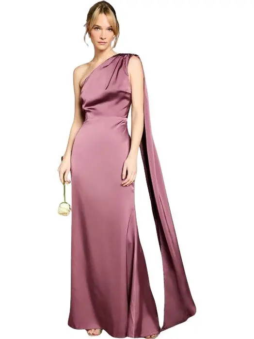 Coast One Shoulder Maxi Dress - Dark Mauve