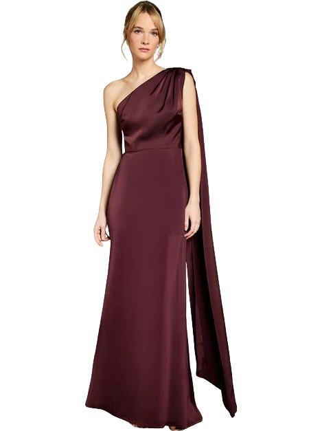Coast One Shoulder Maxi Dress With Cape Effect - Espresso
