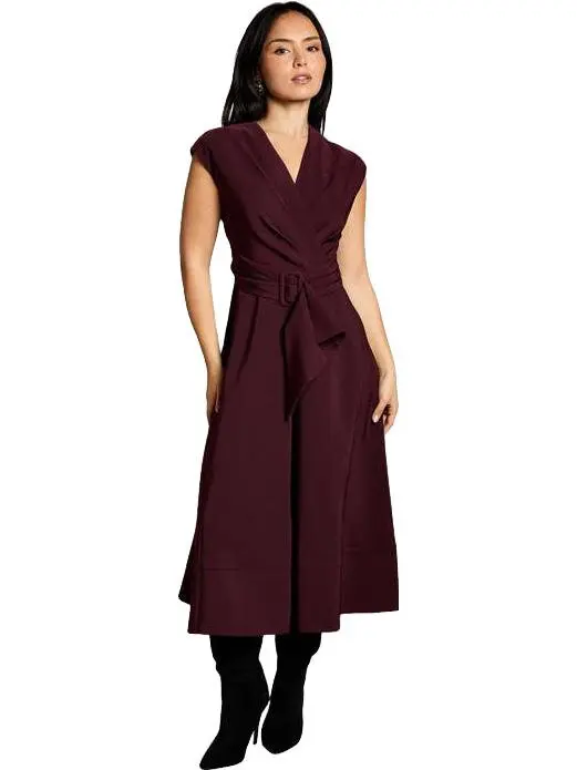 Coast Petite Belted Crepe Dress - Chocolate