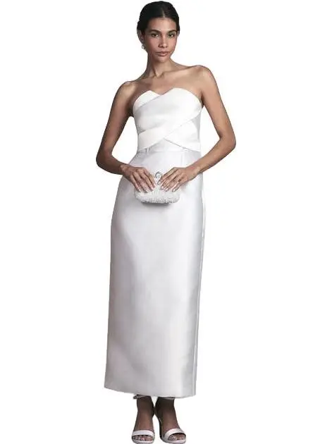 Coast Twill Bandeau Bow Back Wedding Dress - Ivory