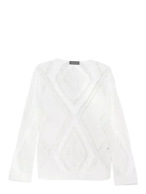 Lorena Antoniazzi Openwork Knit V-neck Sweater - White