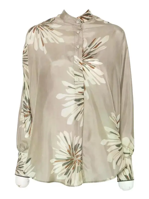 Brunello Cucinelli Floral-print Blouse - Neutrals