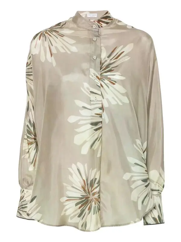 Brunello Cucinelli Floral-print Blouse - Neutrals