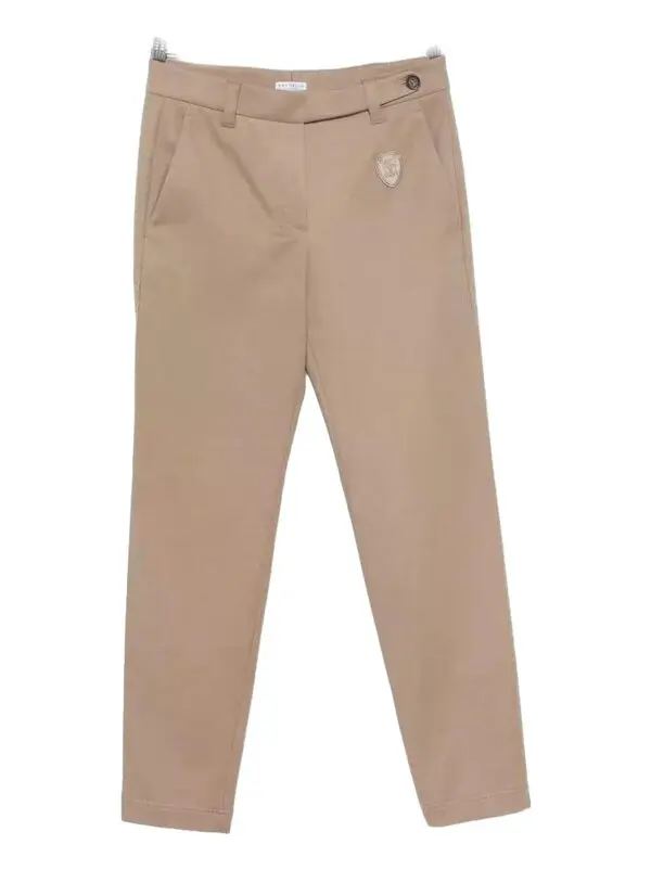 Brunello Cucinelli Logo-patch Trousers - Neutrals