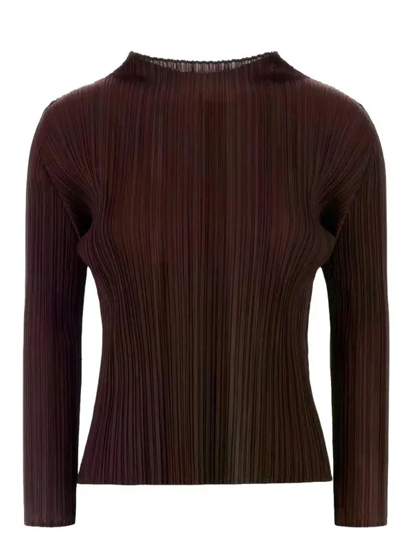 Issey Miyake Pleated T-shirt - Brown