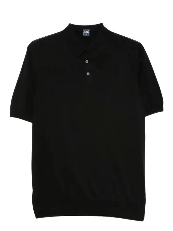 Fedeli Buttoned Polo Shirt - Black