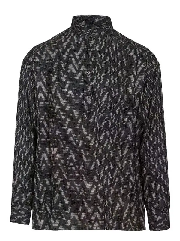 Giorgio Armani Zigzag Buttoned Shirt - Black