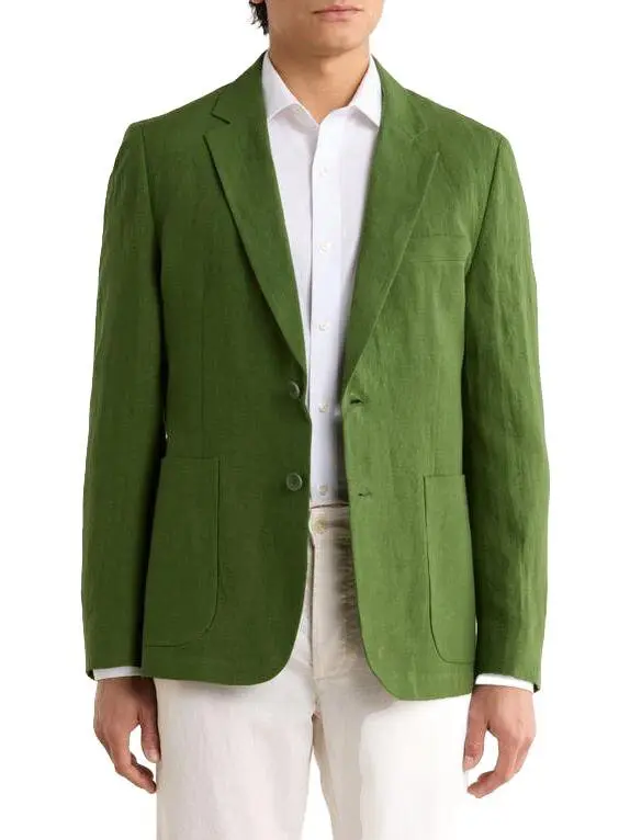 PERCIVAL Tailored Fit Solid Linen Blazer - Forest