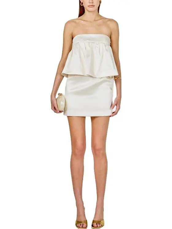 Endless Rose Strapless Satin Minidress - White