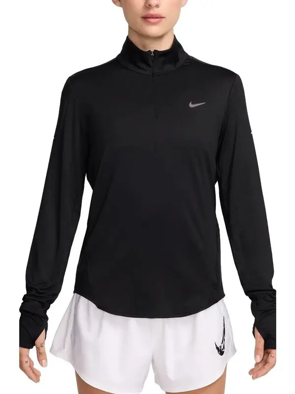 Nike Swift Dri-fit Uv Half-zip Running Top - 010 010 Black/reflective Silv