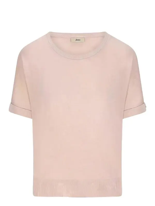 Herno Ribbed Trim T-shirt - Pink