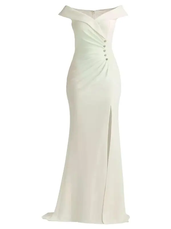 Tadashi Shoji Embellished Slit Dress - Neutrals