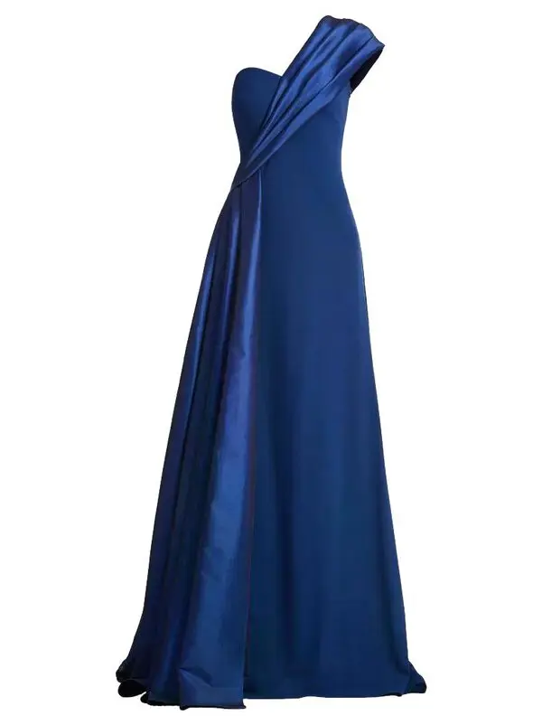 Tadashi Shoji One-shoulder Drape Gown - Blue