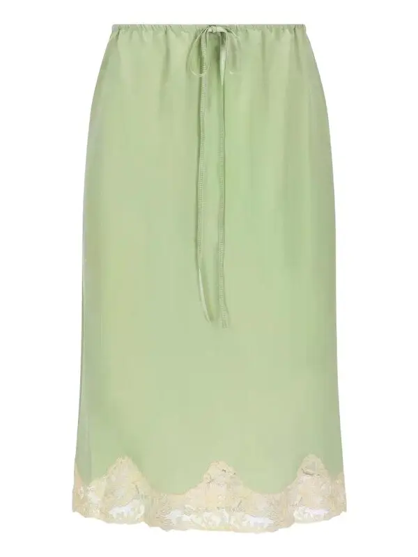 Saint Laurent Lace Trim Midi Skirt - Green