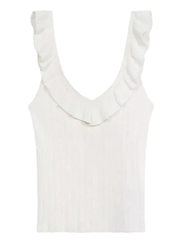 Blumarine Ruffled V-neck Tank Top - White