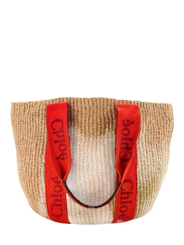 Chloé X Mifuko Woody Large Raffia Tote Bucket Bag - Brown