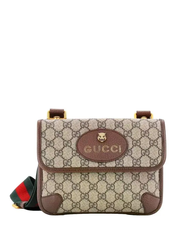 Gucci Neo Vintage Flap Messenger Small Crossbody Bag Gg Coated Canvas - Brown
