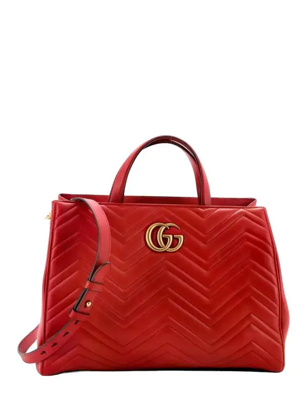 Gucci Gg Marmont Matelasse Leather Medium Tote - Red