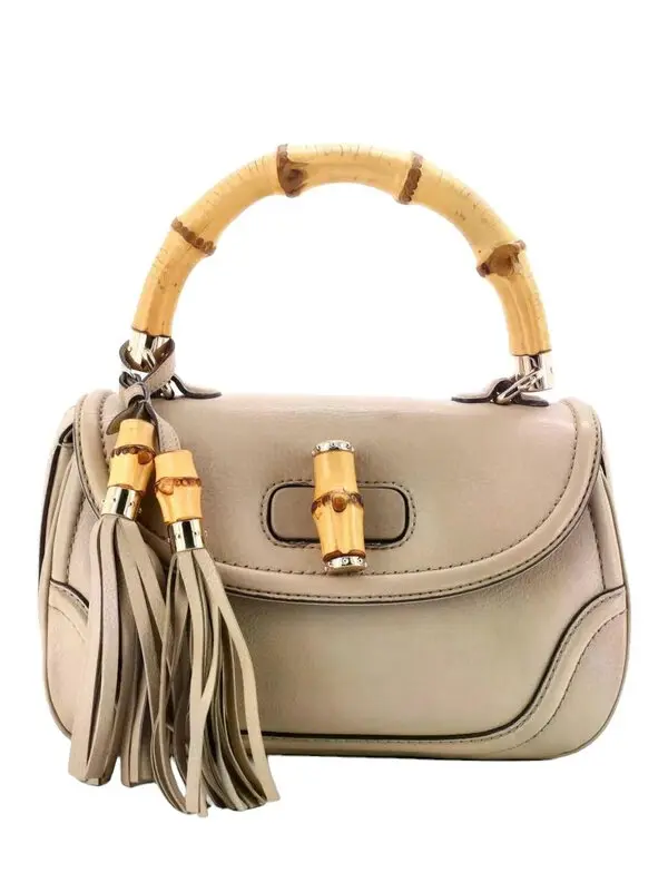 Gucci Convertible Bamboo Top Handle Medium Satchel - Neutrals