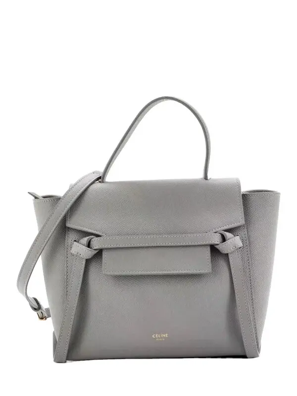 Celine Belt Bag Textured Leather Nano Shoulder Bag - Grey